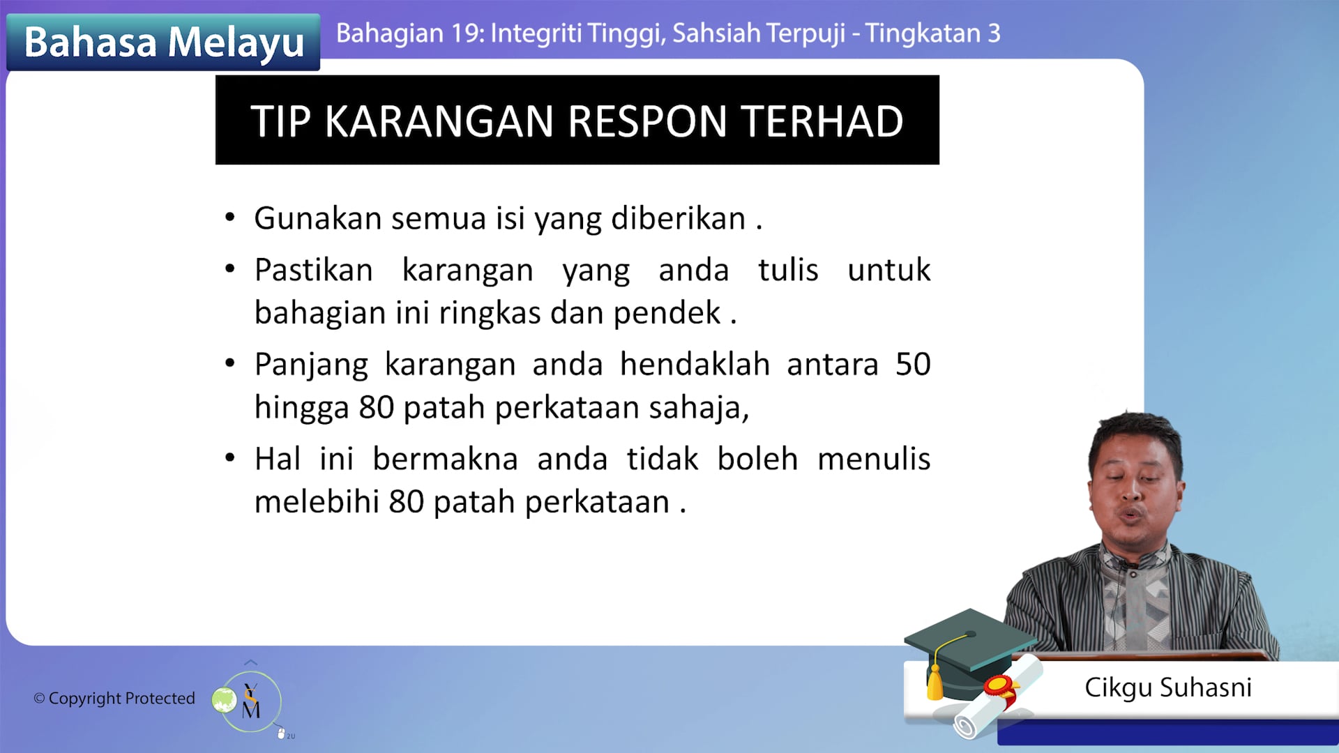 Topik 19: Integriti Tinggi, Sahsiah Terpuji – Jom Tuisyen